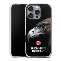 DeinDesign iPhone 16 Pro Handy Silikon H&uuml;lle Case wei&szlig; Handyh&uuml;lle European Cup Official Licensed Product Eintracht Frankfurt Silikon Case