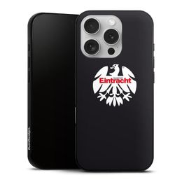 DeinDesign iPhone 16 Pro Handy Slim Case extra d&uuml;nn Silikon Handyh&uuml;lle schwarz H&uuml;lle Eagle Retro Logo Silikon Slim Case