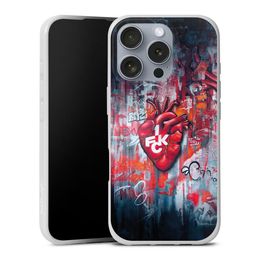 DeinDesign iPhone 16 Pro Handy Silikon H&uuml;lle Case wei&szlig; Handyh&uuml;lle 1. Fck 1. Fc Kaiserslautern Heart Silikon Case