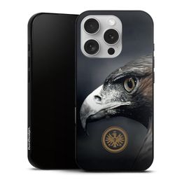 DeinDesign iPhone 16 Pro Handy Slim Case extra d&uuml;nn Silikon Handyh&uuml;lle schwarz H&uuml;lle Eintracht Frankfurt Eagle Official Licensed Product Silikon Slim Case
