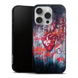 DeinDesign iPhone 16 Pro Handy Slim Case extra d&uuml;nn Silikon Handyh&uuml;lle schwarz H&uuml;lle 1. Fck 1. Fc Kaiserslautern Heart Silikon Slim Case