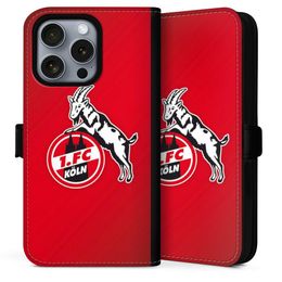 DeinDesign iPhone 16 Pro Max Handy Klapph&uuml;lle Handyh&uuml;lle aus Kunst Leder schwarz Flip Case 1. Fc K&ouml;ln Effzeh Official Licensed Product Sideflip mit Lasche