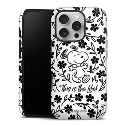 DeinDesign iPhone 16 Pro Handy Panzer Handyh&uuml;lle robuste Outdoor H&uuml;lle Schutzh&uuml;lle matt Peanuts Flowers Snoopy Tough Case