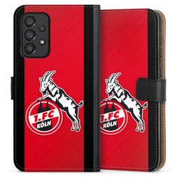 DeinDesign Galaxy A33 5G Handy Klapph&uuml;lle Handyh&uuml;lle aus Kunst Leder schwarz Flip Case Official Licensed Product Billy Goat Hennes 1. Fc K&ouml;ln Sideflip mit langer
