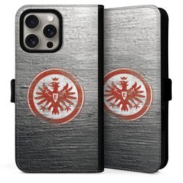 DeinDesign iPhone 16 Pro Handy Klapph&uuml;lle Handyh&uuml;lle aus Kunst Leder schwarz Flip Case Eintracht Frankfurt Sge Logo Sideflip mit Lasche