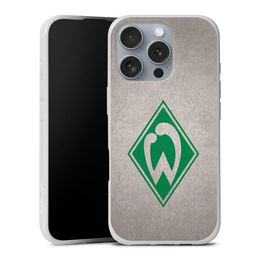 DeinDesign iPhone 16 Pro Handy Silikon H&uuml;lle Case wei&szlig; Handyh&uuml;lle Concrete Official Licensed Product Sv Werder Bremen Silikon Case