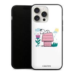 DeinDesign iPhone 15 Pro Max Handy Premium Silikon H&uuml;lle Handyh&uuml;lle schwarz Case Snoopy Dog Official Licensed Product Silikon Premium Case