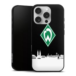 DeinDesign iPhone 16 Pro Handy Slim Case extra d&uuml;nn Silikon Handyh&uuml;lle schwarz H&uuml;lle Skyline Sv Werder Bremen Official Licensed Product Silikon Slim Case