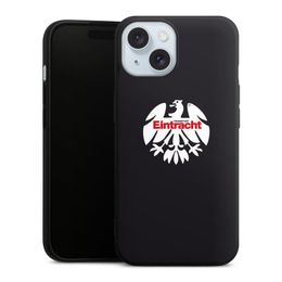 DeinDesign iPhone 15 Handy Premium Silikon H&uuml;lle Handyh&uuml;lle schwarz Case Eagle Retro Logo Silikon Premium Case