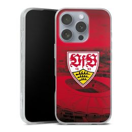 DeinDesign iPhone 16 Pro Handy Silikon H&uuml;lle Case transparent Handyh&uuml;lle Vfb Stuttgart Official Licensed Product Stadium Silikon Case