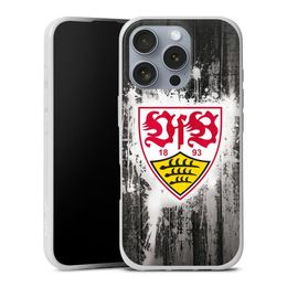 DeinDesign iPhone 16 Pro Handy Silikon H&uuml;lle Case wei&szlig; Handyh&uuml;lle Official Licensed Product Vfb Stuttgart Bundesliga Silikon Case