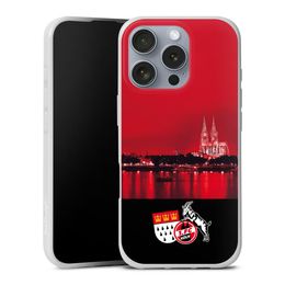 DeinDesign iPhone 16 Pro Handy Silikon H&uuml;lle Case wei&szlig; Handyh&uuml;lle 1. Fc K&ouml;ln Skyline Official Licensed Product Silikon Case