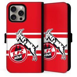 DeinDesign iPhone 16 Pro Handy Klapph&uuml;lle Handyh&uuml;lle aus Kunst Leder schwarz Flip Case Official Licensed Product Coat Of Arms 1. Fc K&ouml;ln Sideflip mit Lasche