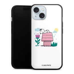 DeinDesign iPhone 15 Handy Premium Silikon H&uuml;lle Handyh&uuml;lle schwarz Case Snoopy Dog Official Licensed Product Silikon Premium Case