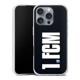 DeinDesign iPhone 16 Pro Handy Silikon H&uuml;lle Case wei&szlig; Handyh&uuml;lle 1. Fcm 1. Fc Magdeburg Official Licensed Product Silikon Case