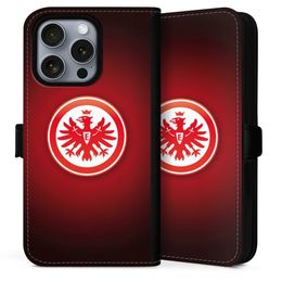 DeinDesign iPhone 16 Pro Max Handy Klapph&uuml;lle Handyh&uuml;lle aus Kunst Leder schwarz Flip Case Official Licensed Product Coat Of Arms Eintracht Frankfurt Sideflip 