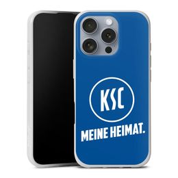 DeinDesign iPhone 16 Pro Handy Silikon H&uuml;lle Case wei&szlig; Handyh&uuml;lle Karlsruher Sc Statement Ksc Silikon Case