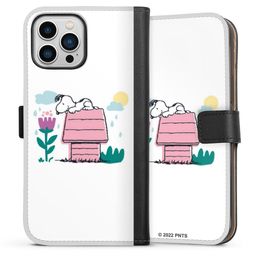 DeinDesign iPhone 13 Pro Max Handy Klapph&uuml;lle Handyh&uuml;lle aus Kunst Leder schwarz Flip Case Snoopy Dog Official Licensed Product Sideflip mit langer Lasche
