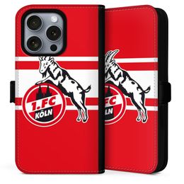 DeinDesign iPhone 16 Pro Max Handy Klapph&uuml;lle Handyh&uuml;lle aus Kunst Leder schwarz Flip Case Official Licensed Product Coat Of Arms 1. Fc K&ouml;ln Sideflip mit Lasche