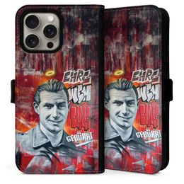 DeinDesign iPhone 16 Pro Handy Klapph&uuml;lle Handyh&uuml;lle aus Kunst Leder schwarz Flip Case 1. Fc Kaiserslautern 1. Fck Fritz Walter Sideflip mit Lasche