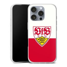 DeinDesign iPhone 16 Pro Handy Silikon H&uuml;lle Case wei&szlig; Handyh&uuml;lle Vfb Stuttgart Logo Official Licensed Product Silikon Case