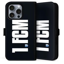 DeinDesign iPhone 16 Pro Max Handy Klapph&uuml;lle Handyh&uuml;lle aus Kunst Leder schwarz Flip Case 1. Fcm 1. Fc Magdeburg Official Licensed Product Sideflip mit Lasche