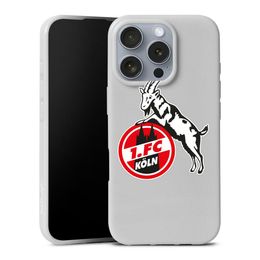 DeinDesign iPhone 16 Pro Handy Silikon H&uuml;lle Case wei&szlig; Handyh&uuml;lle Transparent Logo 1. Fc K&ouml;ln Silikon Case