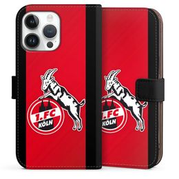 DeinDesign iPhone 14 Pro Max Handy Klapph&uuml;lle Handyh&uuml;lle aus Kunst Leder schwarz Flip Case 1. Fc K&ouml;ln Billy Goat Hennes Official Licensed Product Sideflip mit 