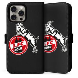 DeinDesign iPhone 16 Pro Handy Klapph&uuml;lle Handyh&uuml;lle aus Kunst Leder schwarz Flip Case Transparent Logo 1. Fc K&ouml;ln Sideflip mit Lasche