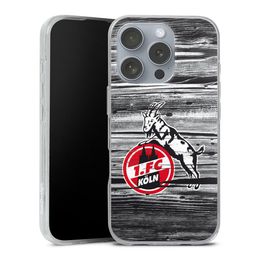 DeinDesign iPhone 16 Pro Handy Silikon H&uuml;lle Case transparent Handyh&uuml;lle 1. Fc K&ouml;ln Wooden Look Official Licensed Product Silikon Case
