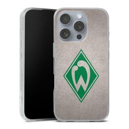 DeinDesign iPhone 16 Pro Handy Silikon H&uuml;lle Case transparent Handyh&uuml;lle Concrete Official Licensed Product Sv Werder Bremen Silikon Case