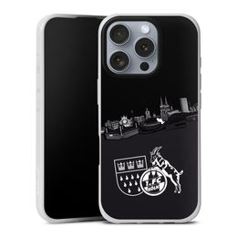 DeinDesign iPhone 16 Pro Handy Silikon H&uuml;lle Case wei&szlig; Handyh&uuml;lle Skyline Official Licensed Product 1. Fc K&ouml;ln Silikon Case
