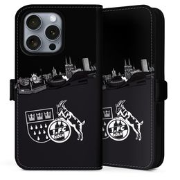 DeinDesign iPhone 16 Pro Max Handy Klapph&uuml;lle Handyh&uuml;lle aus Kunst Leder schwarz Flip Case Skyline Official Licensed Product 1. Fc K&ouml;ln Sideflip mit Lasche