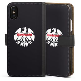 DeinDesign iPhone X Handy Klapph&uuml;lle Handyh&uuml;lle aus Kunst Leder schwarz Flip Case Eagle Retro Logo Sideflip mit langer Lasche