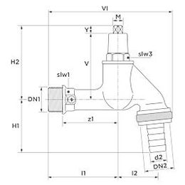 Seppelfricke Auslaufventil 1152 DN 15, matt-chrom, für Steckschlüssel