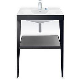 Duravit XViu Möbelwaschtisch-Kombination XV4714EB240 60 x48 cm, 2 Hahnlöcher, schwarz hochglanz, mit Metallkonsole, schwarz matt