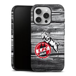 DeinDesign iPhone 16 Pro Handy Panzer Handyh&uuml;lle robuste Outdoor H&uuml;lle Schutzh&uuml;lle matt 1. Fc K&ouml;ln Wooden Look Official Licensed Product Tough Case