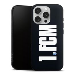 DeinDesign iPhone 16 Pro Handy Slim Case extra d&uuml;nn Silikon Handyh&uuml;lle schwarz H&uuml;lle 1. Fcm 1. Fc Magdeburg Official Licensed Product Silikon Slim Case