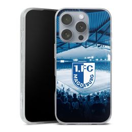 DeinDesign iPhone 16 Pro Handy Silikon H&uuml;lle Case transparent Handyh&uuml;lle Stadium 1. Fcm 1. Fc Magdeburg Silikon Case