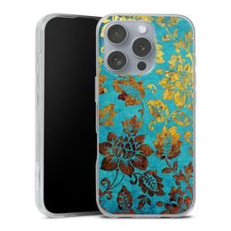 DeinDesign iPhone 16 Pro Handy Silikon H&uuml;lle Case transparent Handyh&uuml;lle Flowers Vintage Ornament Silikon Case