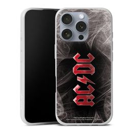 DeinDesign iPhone 16 Pro Handy Silikon H&uuml;lle Case wei&szlig; Handyh&uuml;lle Merchandise Acdc Logo Silikon Case