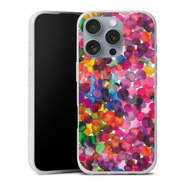 DeinDesign iPhone 16 Pro Handy Silikon H&uuml;lle Case wei&szlig; Handyh&uuml;lle Water Colour Colourful Points Silikon Case