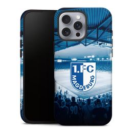 DeinDesign iPhone 16 Pro Max Handy Panzer Handyh&uuml;lle robuste Outdoor H&uuml;lle Schutzh&uuml;lle matt Stadium 1. Fcm 1. Fc Magdeburg Tough Case