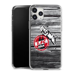 DeinDesign iPhone 11 Pro Max Handy Silikon H&uuml;lle Case transparent Handyh&uuml;lle 1. Fc K&ouml;ln Wooden Look Official Licensed Product Silikon Case