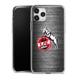 DeinDesign iPhone 11 Pro Max Handy Silikon H&uuml;lle Case transparent Handyh&uuml;lle Metallic Look Official Licensed Product 1. Fc K&ouml;ln Silikon Case