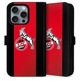 DeinDesign iPhone 16 Pro Max Handy Klapph&uuml;lle Handyh&uuml;lle aus Kunst Leder schwarz Flip Case 1. Fc K&ouml;ln Billy Goat Hennes Official Licensed Product Sideflip mit 