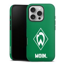 DeinDesign iPhone 16 Pro Handy Panzer Handyh&uuml;lle robuste Outdoor H&uuml;lle Schutzh&uuml;lle matt Moin Official Licensed Product Sv Werder Bremen Tough Case