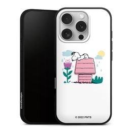 DeinDesign iPhone 16 Pro Handy Premium Silikon H&uuml;lle Handyh&uuml;lle schwarz Case Snoopy Dog Official Licensed Product Silikon Premium Case