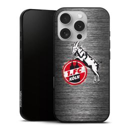 DeinDesign iPhone 16 Pro Handy Slim Case extra d&uuml;nn Silikon Handyh&uuml;lle schwarz H&uuml;lle Official Licensed Product Metallic Look 1. Fc K&ouml;ln Silikon Slim Case