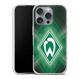 DeinDesign iPhone 16 Pro Handy Silikon H&uuml;lle Case wei&szlig; Handyh&uuml;lle Sv Werder Bremen Coat Of Arms Official Licensed Product Silikon Case